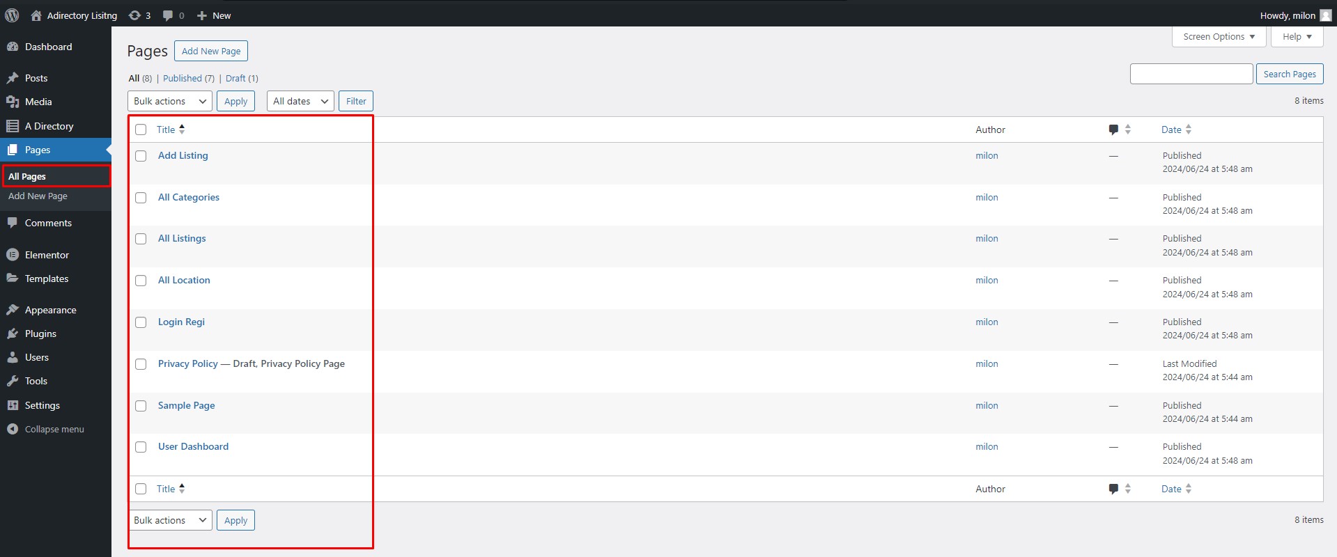 Pages and Navigation - aDirectory