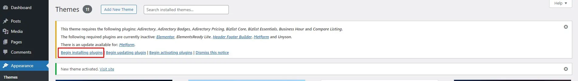 Theme And Plugin Installation Adirectory