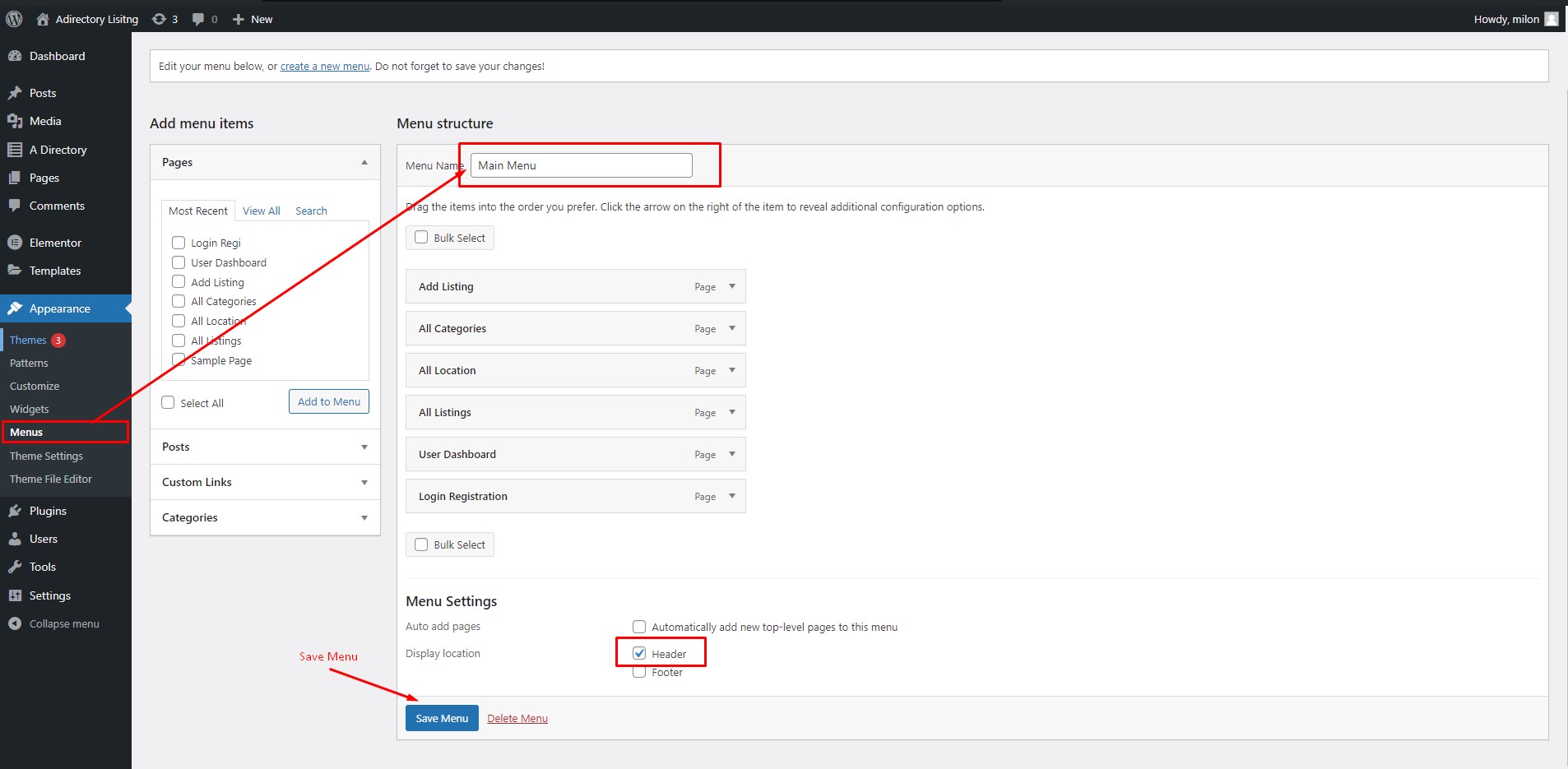 Pages and Navigation - aDirectory
