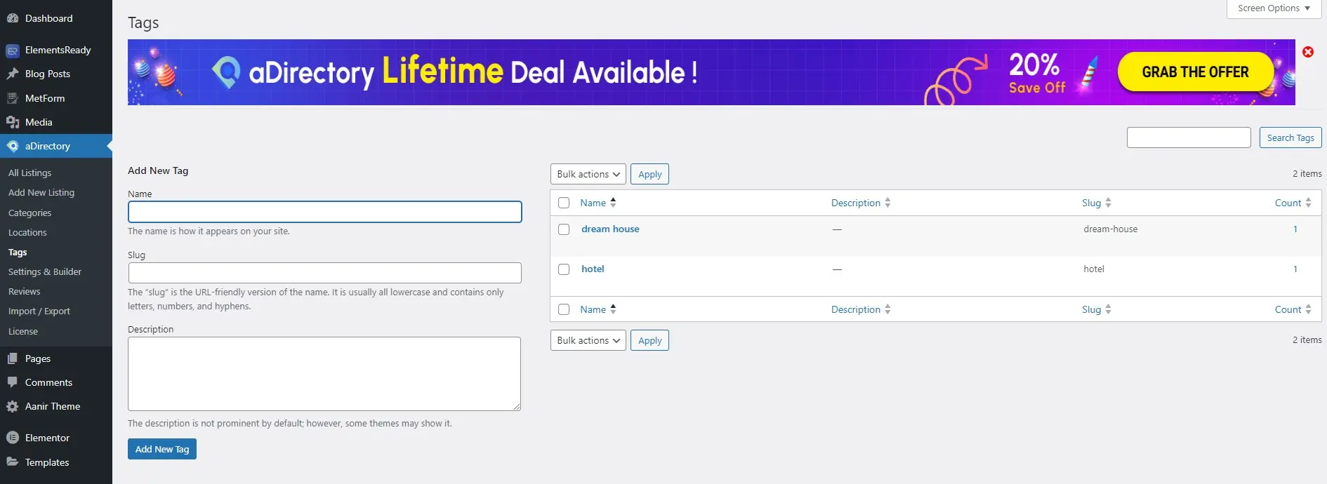 Setting Up Categories, Locations and Tags - aDirectory